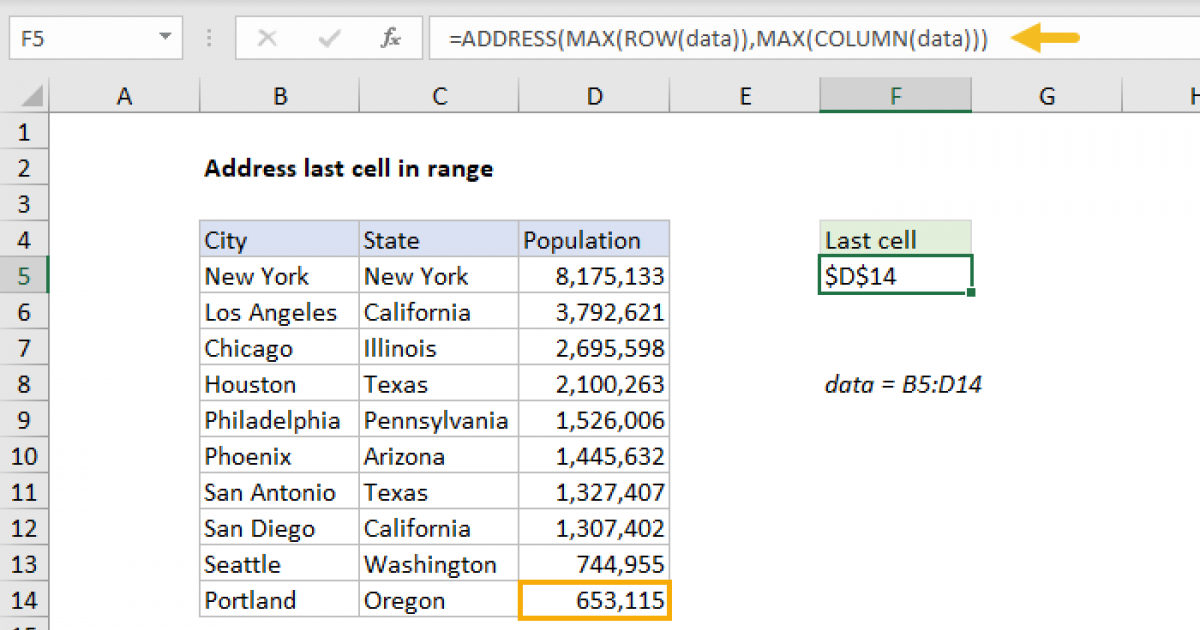 Address Of Last Cell In Range Excel Formula Exceljet